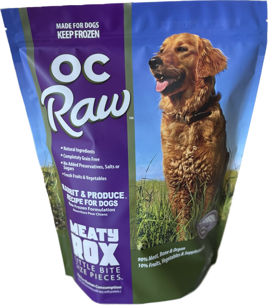 RABBIT & PRODUCE ~ 3# Meaty Rox – OC Raw Dog