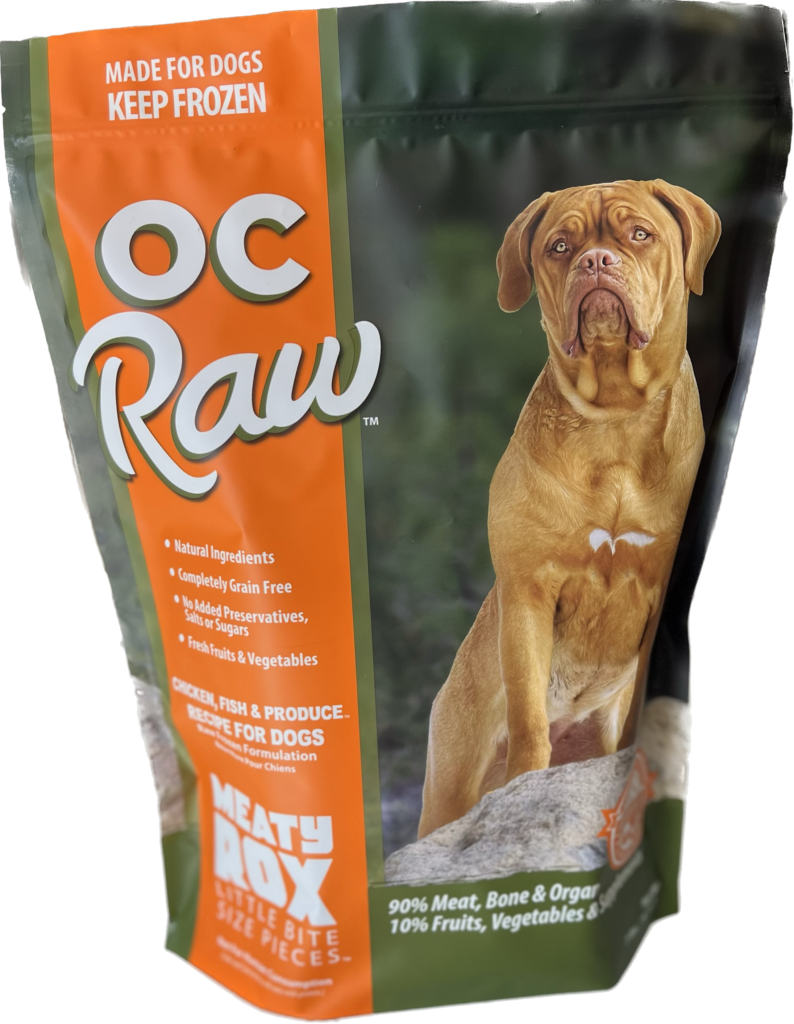 CHICKEN, FISH & PRODUCE ~ 7# Meaty Rox – OC Raw Dog
