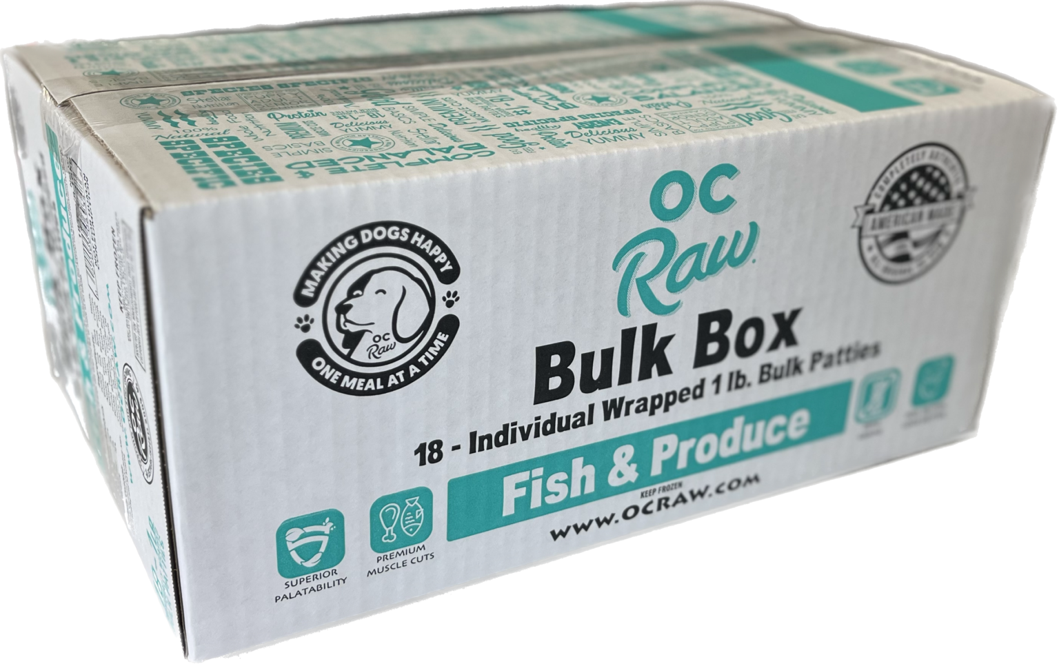 FISH & PRODUCE ~ 18# Bulk Box – OC Raw Dog