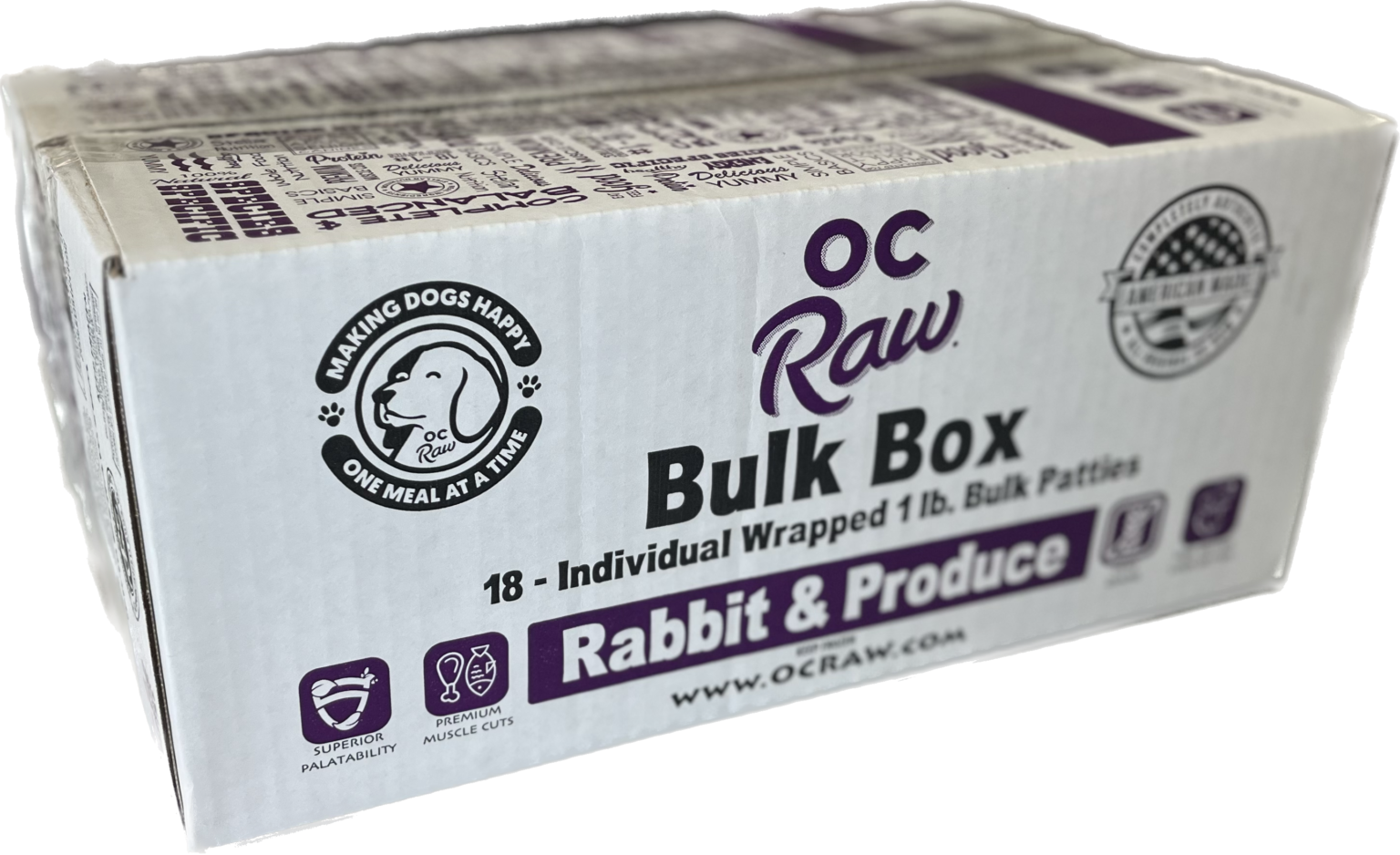 RABBIT & PRODUCE ~ 18# Bulk Box – OC Raw Dog