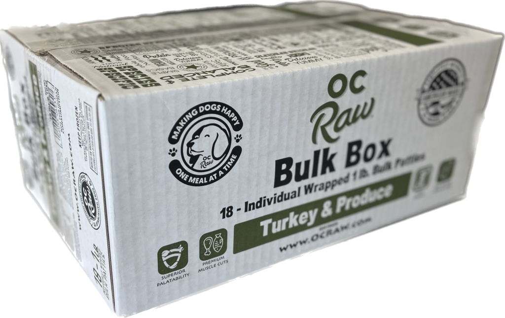 TURKEY & PRODUCE ~ 18# Bulk Box – OC Raw Dog